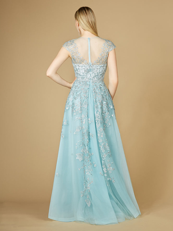 Lara 29798 - Floral Appliques high neck ball gown – Lara New York